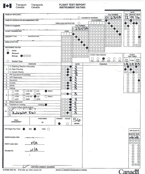 Transport Canada Flight Test Scoring Criteria for PPL, CPL, and IFR ...