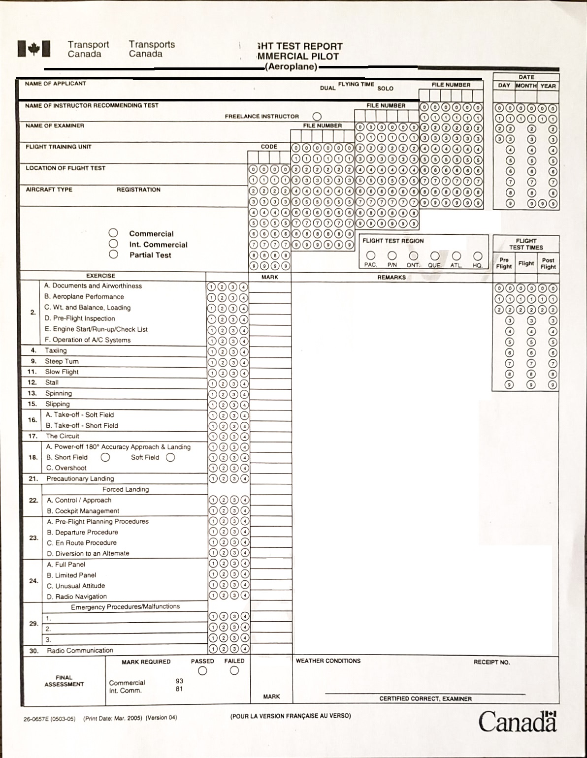 Transport Canada Flight Test Scoring Criteria for PPL, CPL, and IFR ...